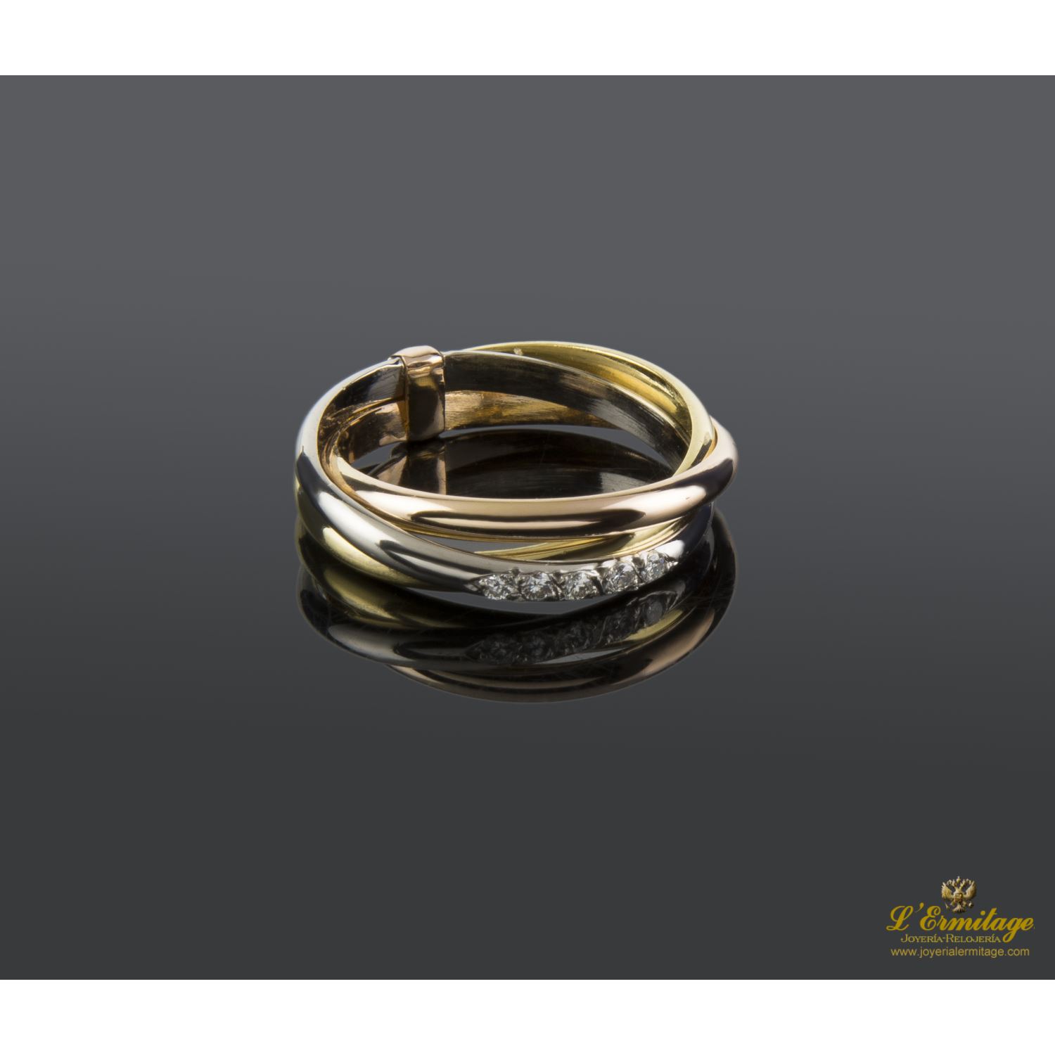SORTIJAS / ANILLOS SORTIJA TIPO TRINITY EN TRES OROS CON BRILLANTES ...