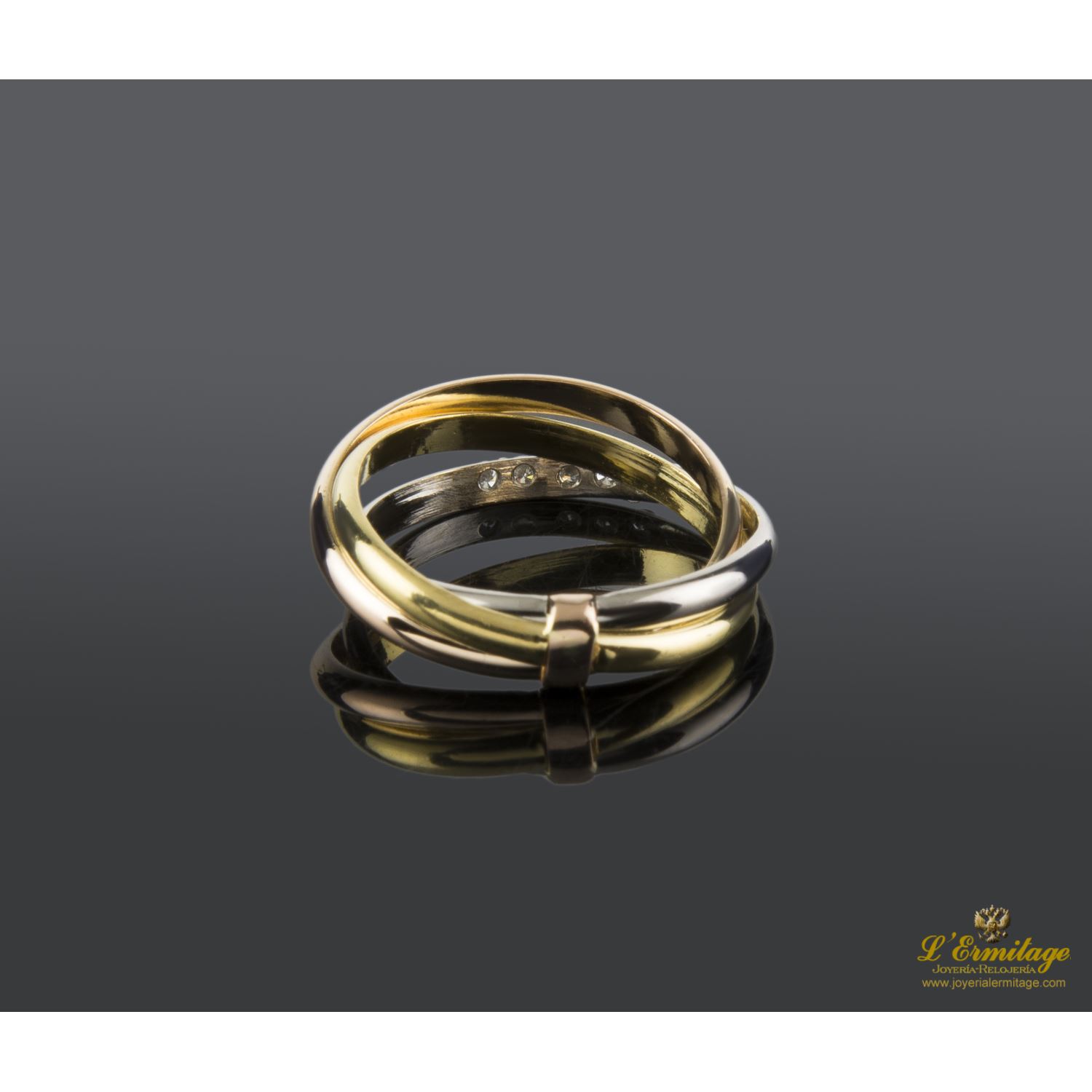 SORTIJAS / ANILLOS SORTIJA TIPO TRINITY EN TRES OROS CON BRILLANTES ...