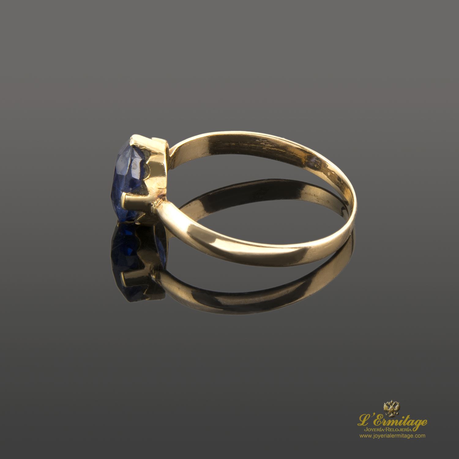 SORTIJAS / ANILLOS SORTIJA REALIZADA EN ORO AMARILLO CON PIEDRA AZUL ...