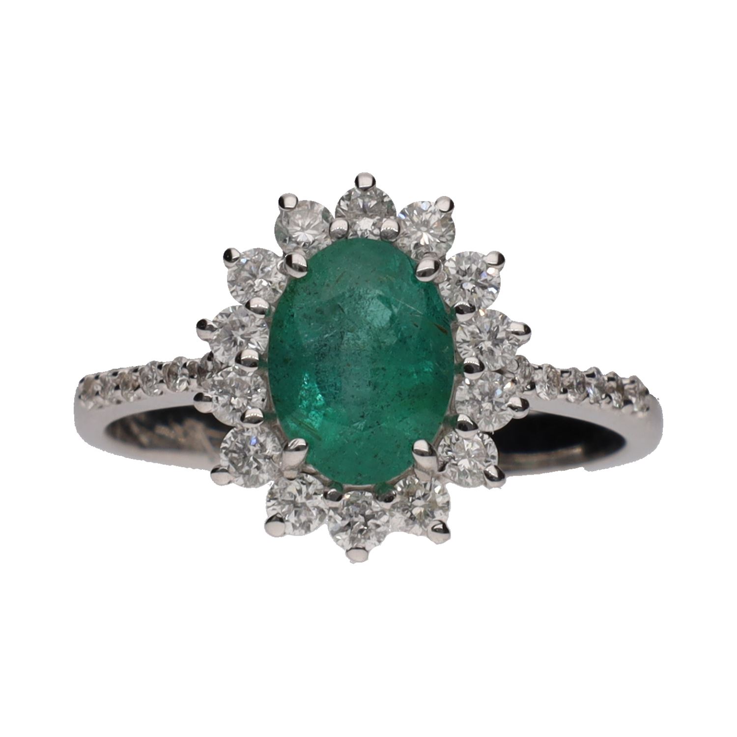 Sortija En Oro Blanco Con Esmeralda Y Brillantes. en oro blanco ...